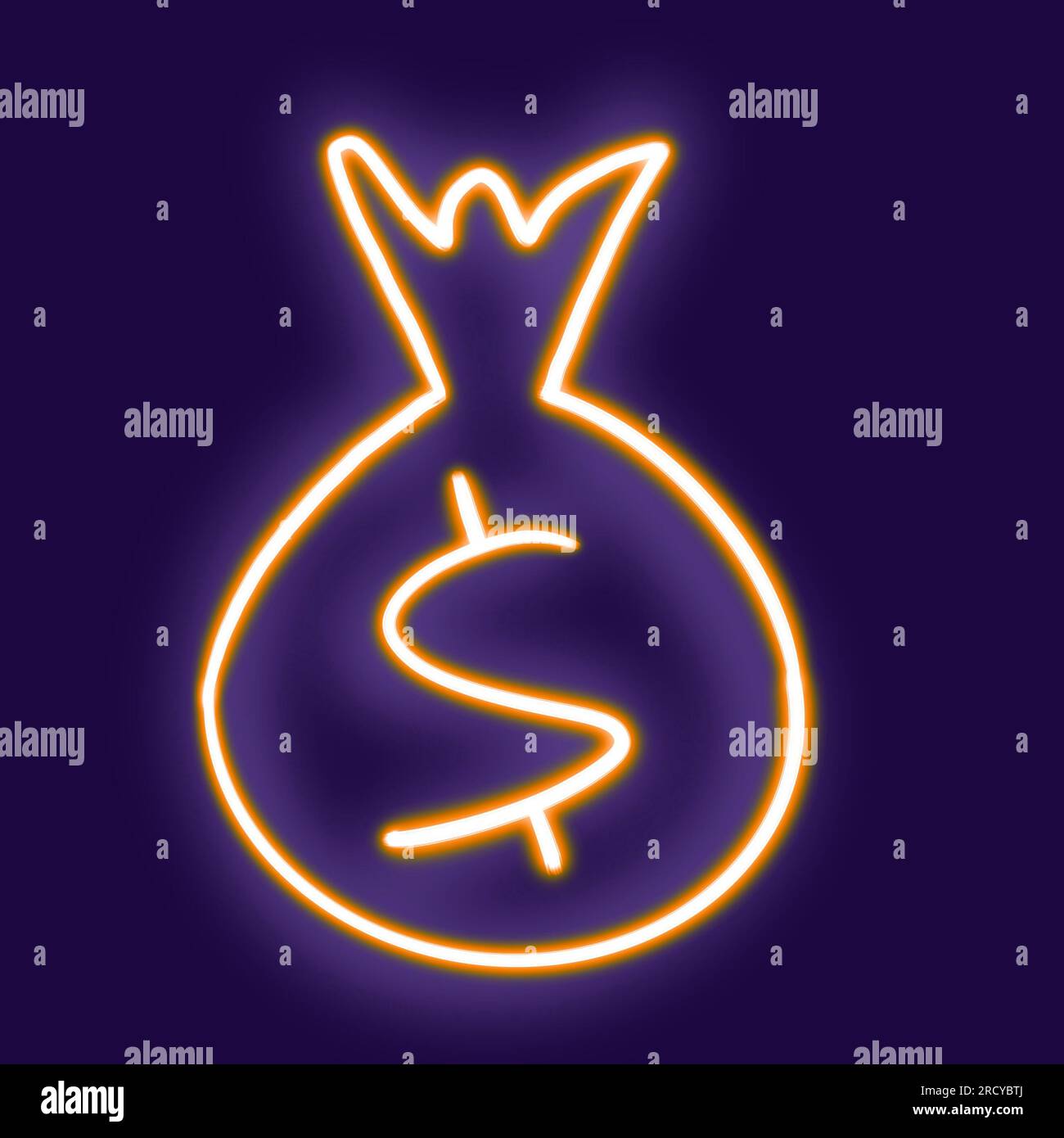 neon money bag glowing desktop icon, neon business icon money sticker ...