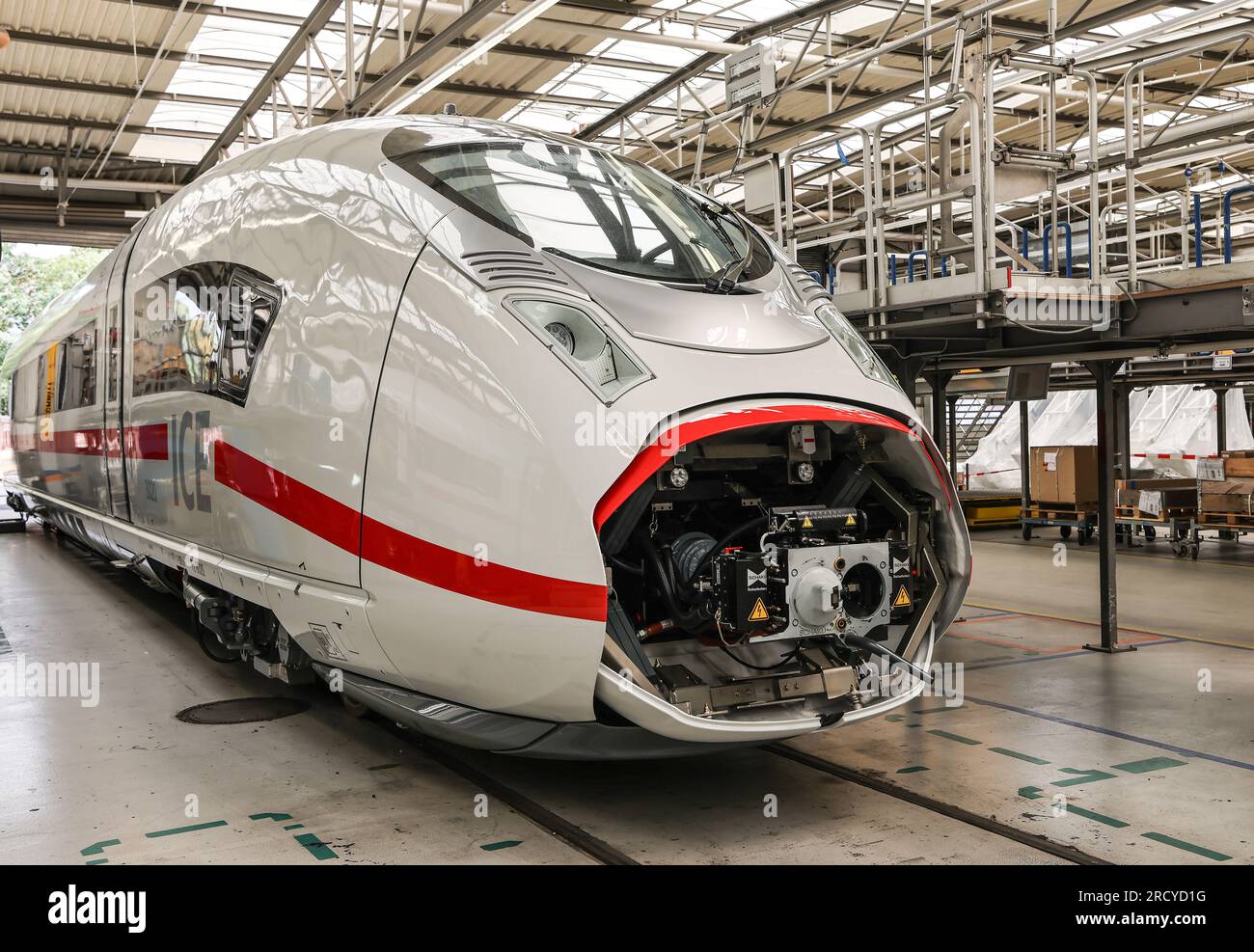 Krefeld, Germany. 17th July, 2023. An ICE 3 NEO stands in the assembly ...