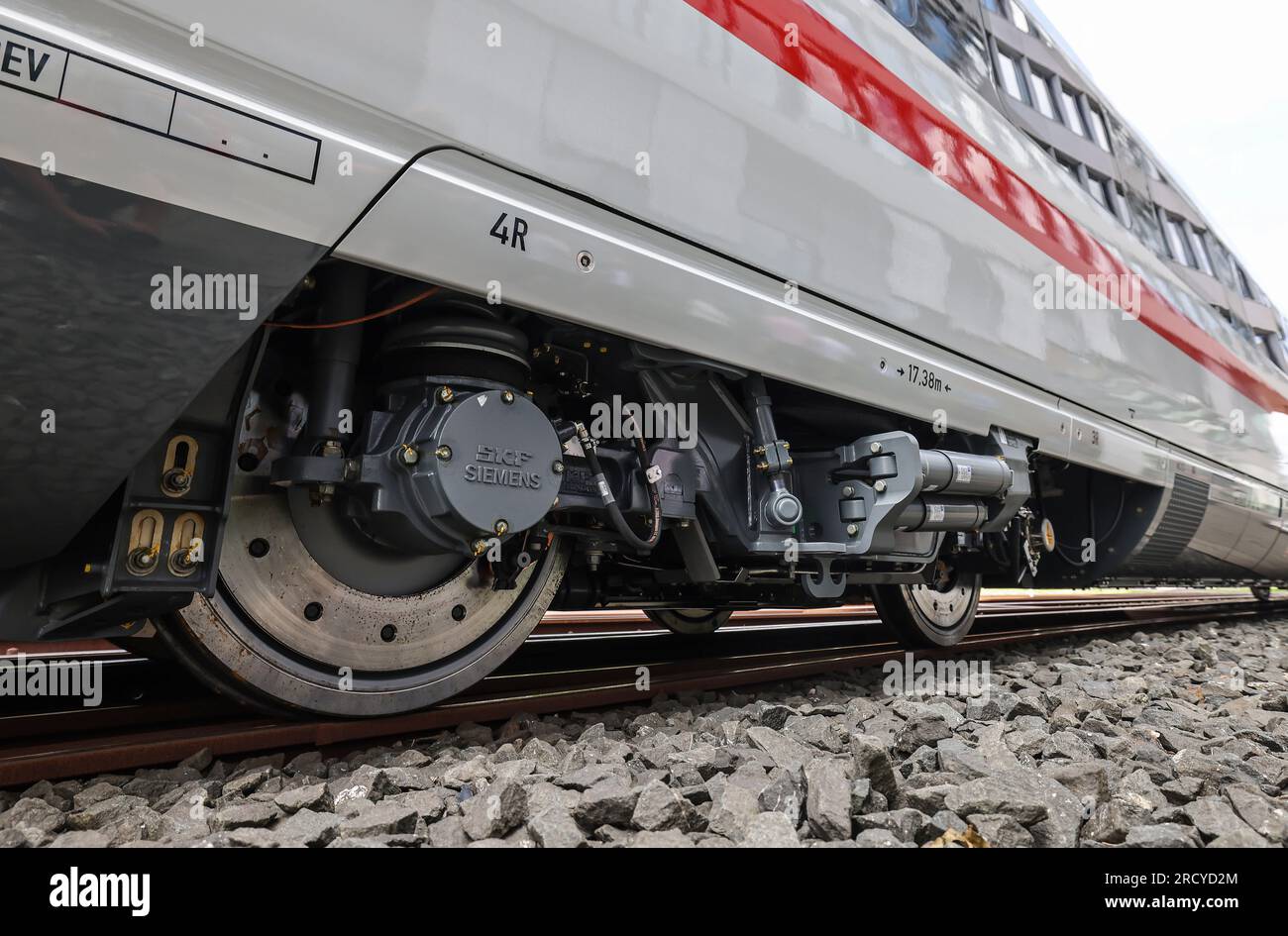 Krefeld, Germany. 17th July, 2023. Wheels of the ICE 3 NEO stand on ...
