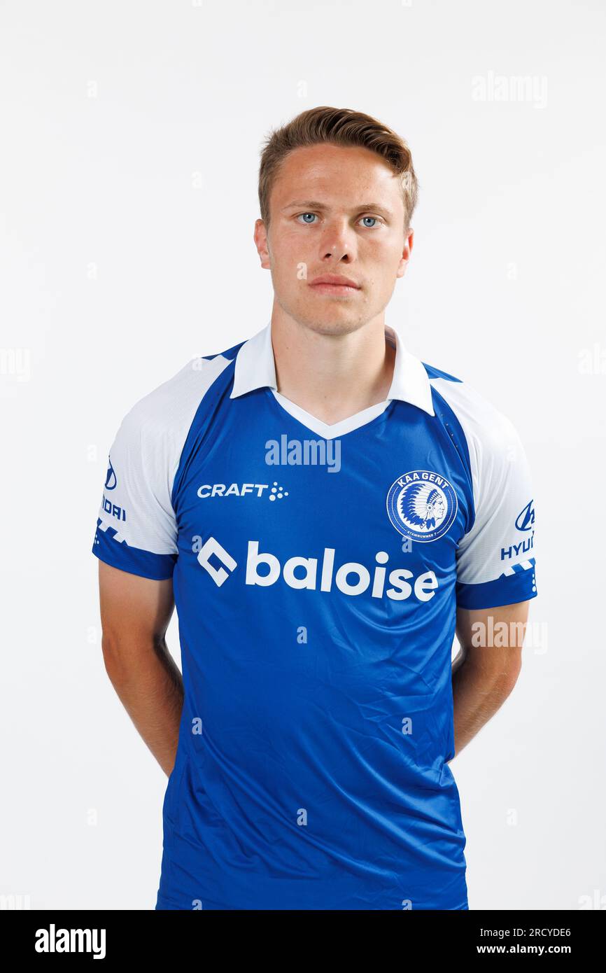 Oostakker, Belgium. 17th July, 2023. Gent's Matisse Samoise poses for a ...