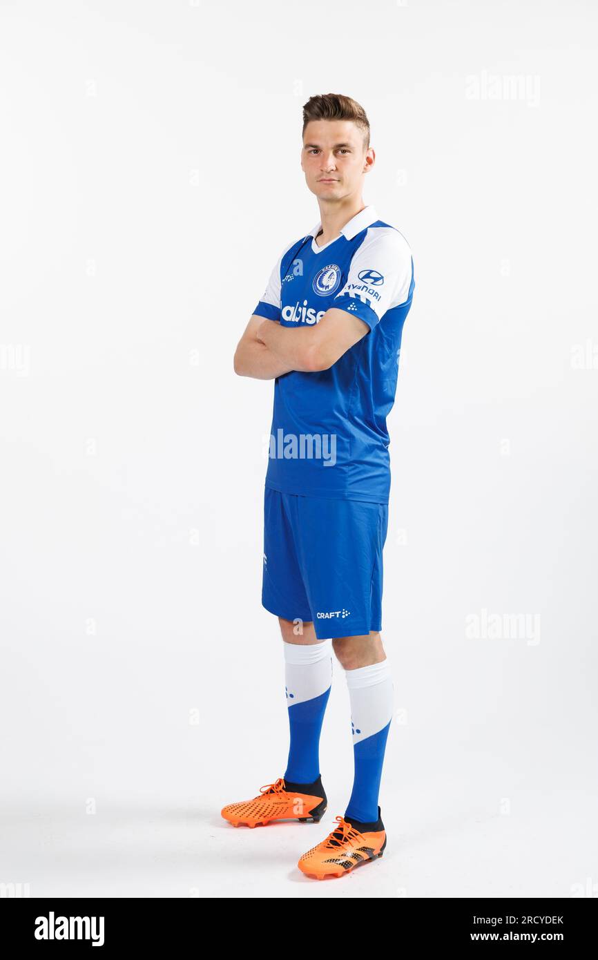 Oostakker, Belgium. 17th July, 2023. Gent's Pieter Gerkens poses for a ...