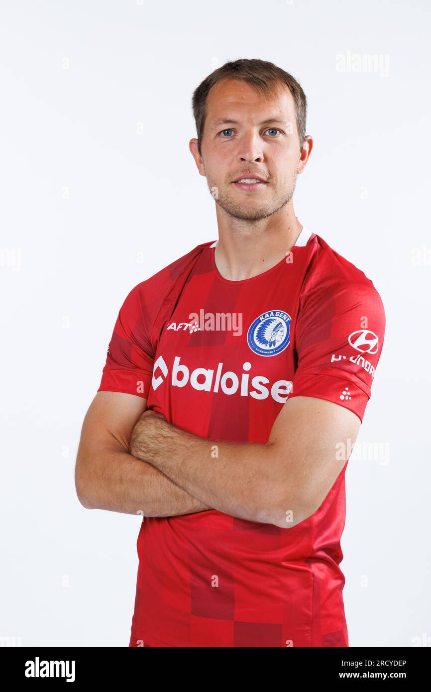 Oostakker, Belgium. 17th July, 2023. Gent's goalkeeper Davy Roef poses ...