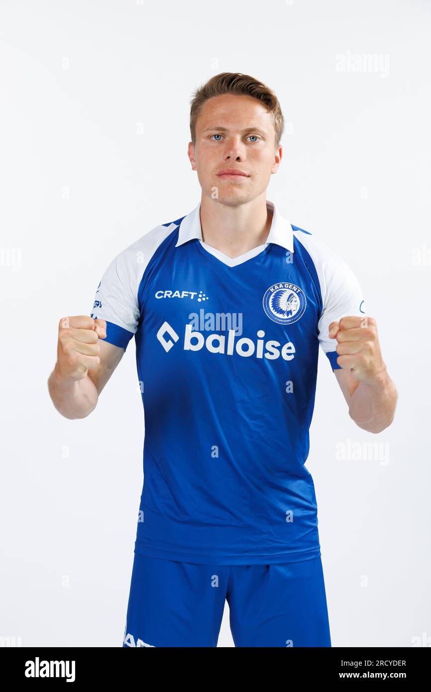 Oostakker, Belgium. 17th July, 2023. Gent's Matisse Samoise poses for a ...