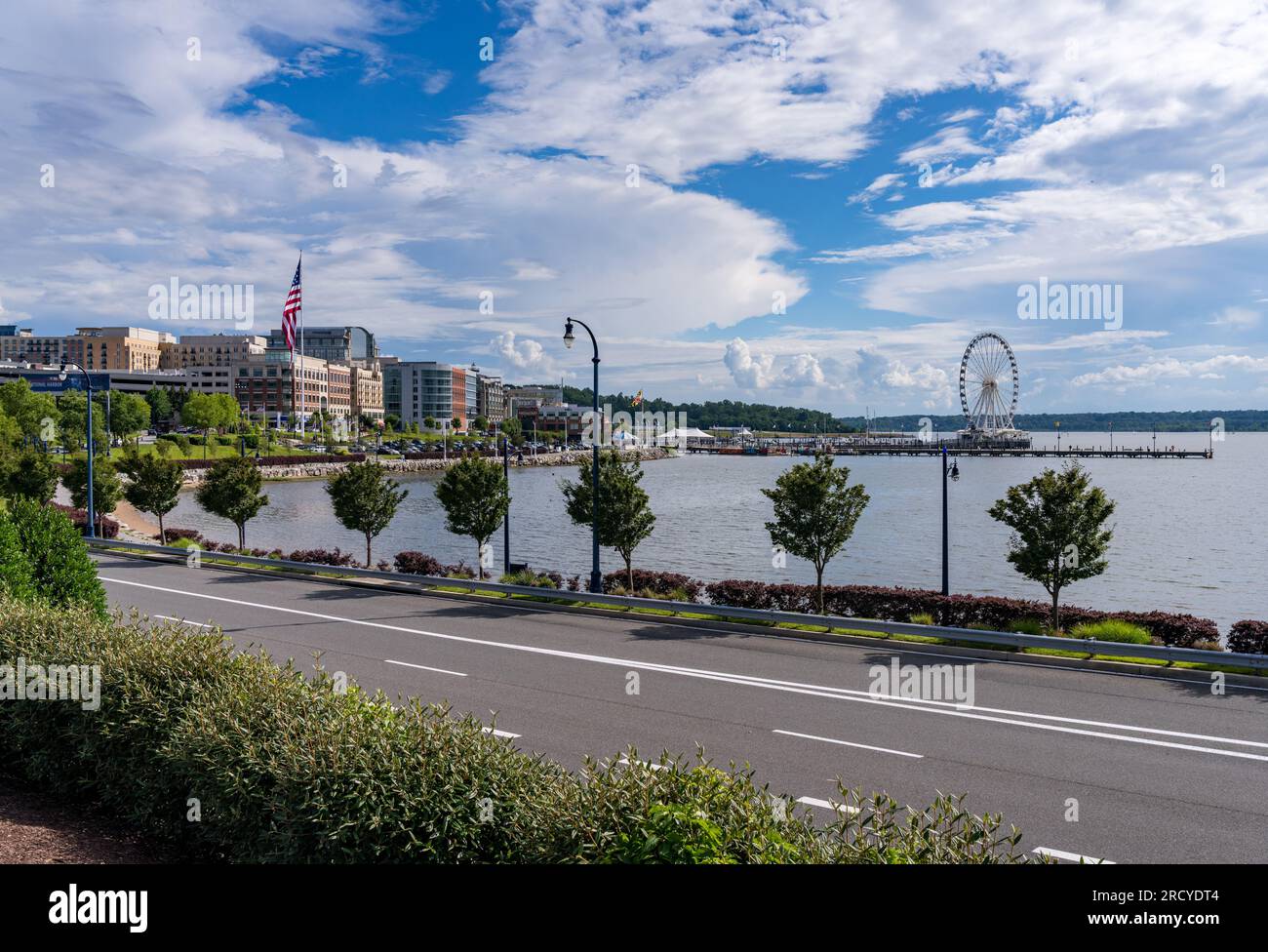 National Harbor, MD - 24 June 2023: Road leading to skyline of National ...