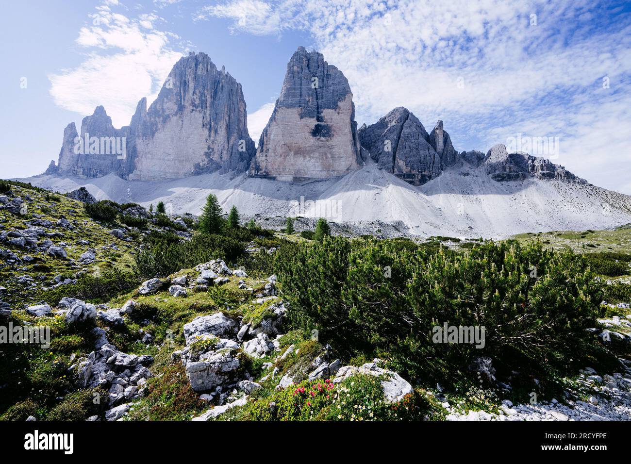 One of the best-known mountain groups in the Alps Tre Cime di Lavaredo ...