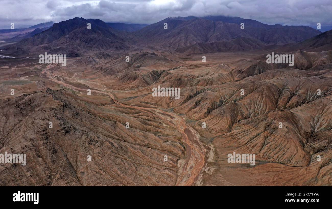 Altun Mountains. 11th July, 2023. This aerial photo taken on July 11 ...