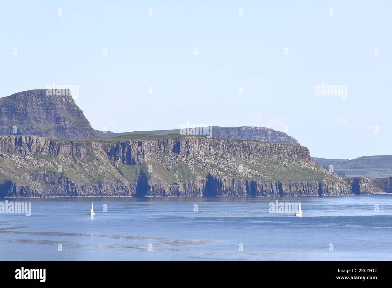 Waterstein Cliffs. The view from a ship as it sails past the coastline ...
