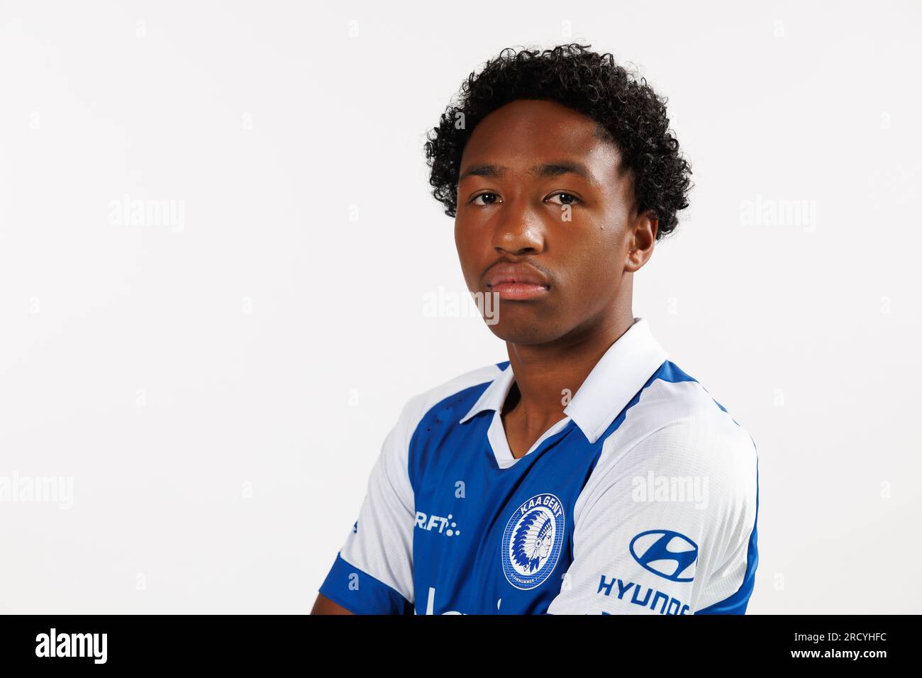 Oostakker, Belgium. 17th July, 2023. Gent's Malick Fofana poses for a ...