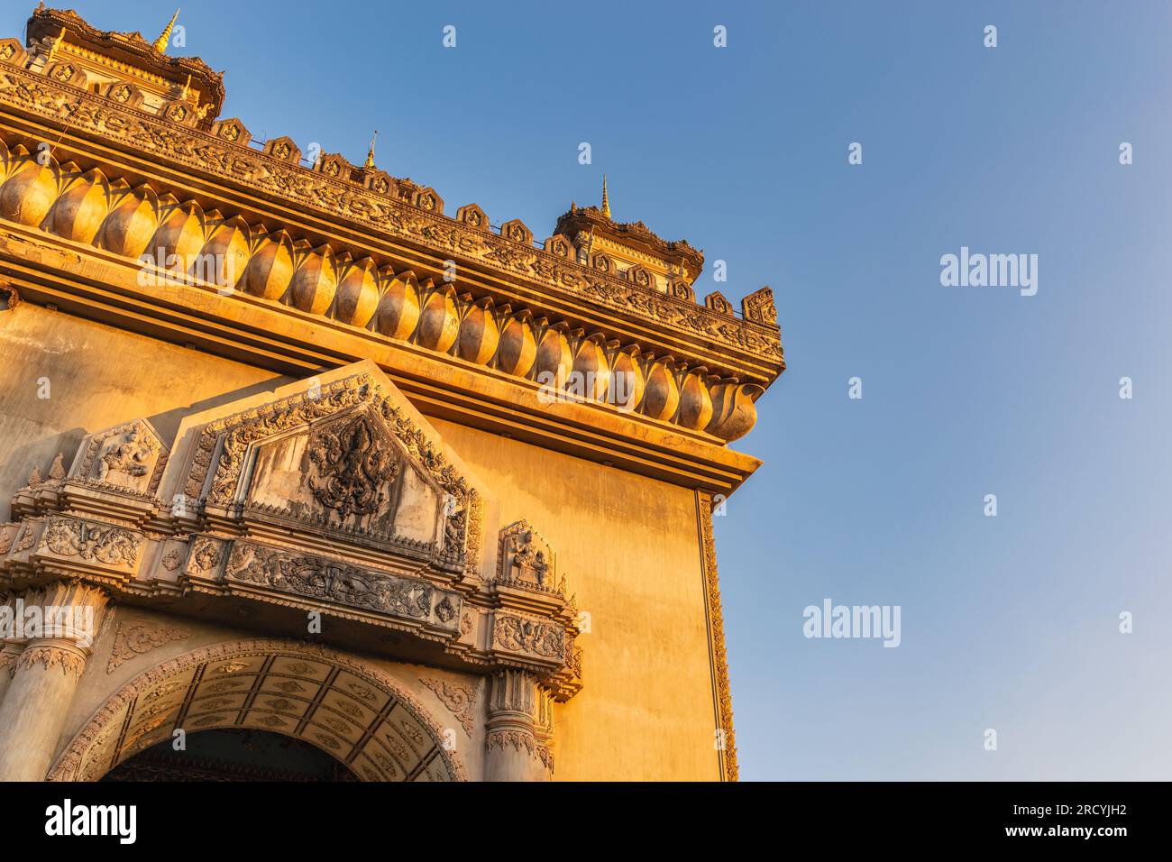 Vientiane Laos, city skyline at Patuxai (Patuxay) the most famous ...