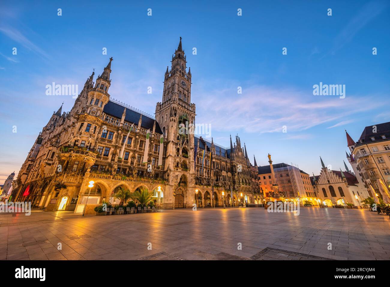 Munich (Munchen) Germany, sunrise city skyline at Marienplatz new Town ...