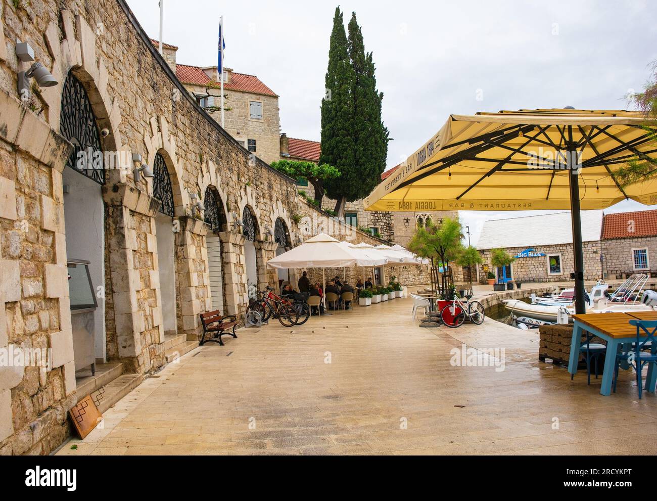 Bol, Croatia - May 15th 2023. The historic 19th century Loggia-Loza ...