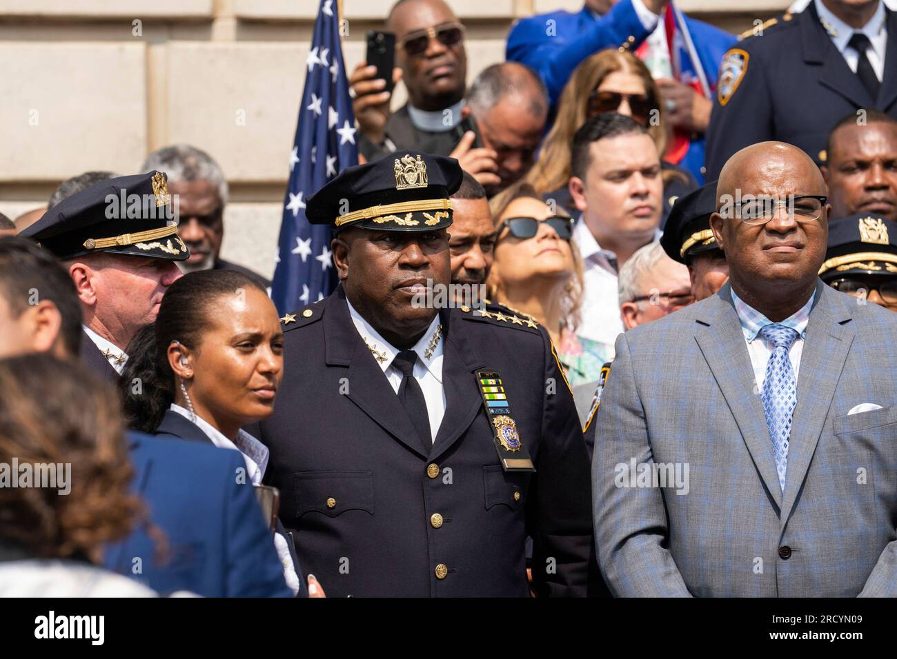 NYPD Chief Jeffrey Maddrey attends a press conference outside New York ...