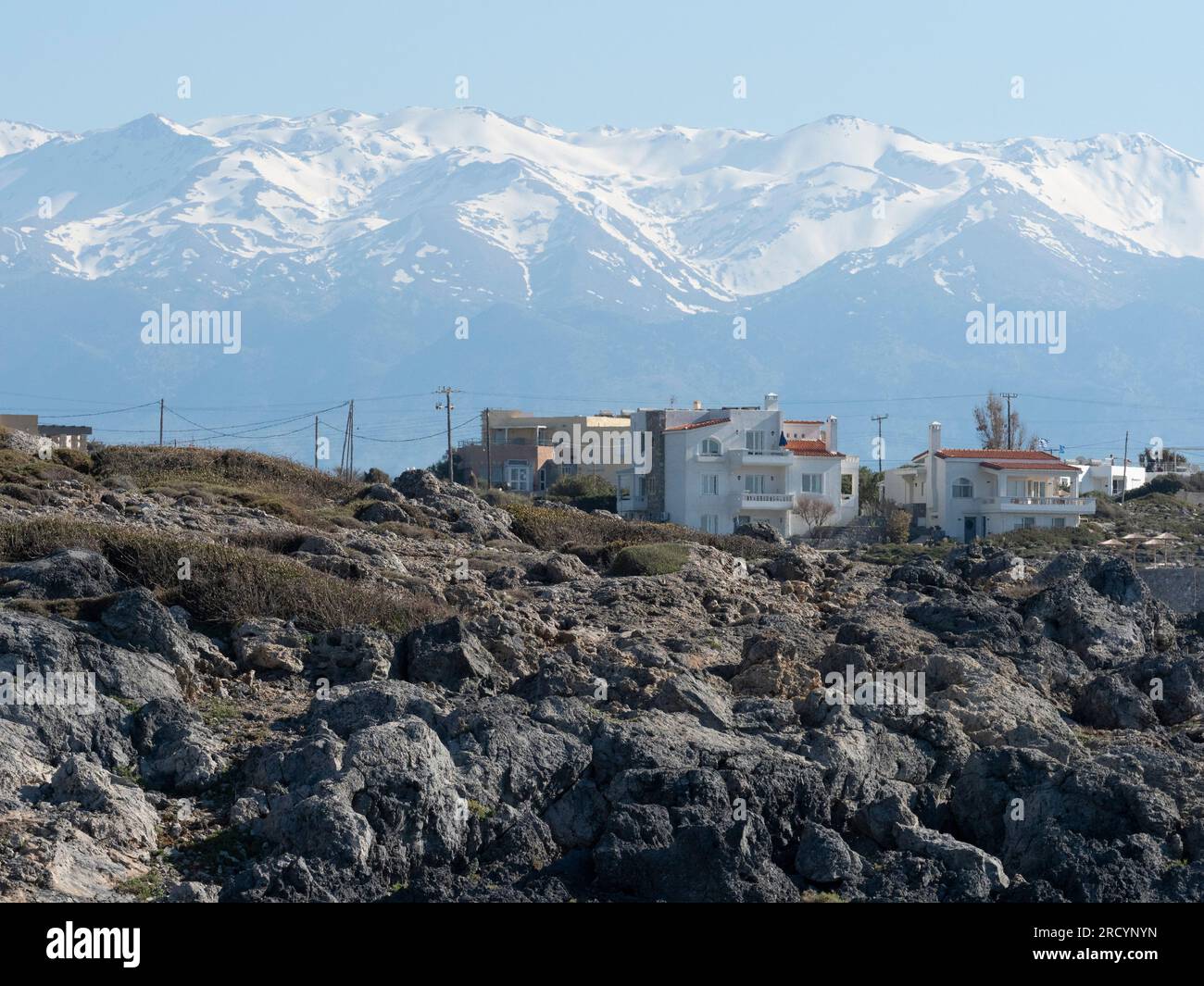 Landscape showing White Mountain Range near Chania, West Crete Stock ...