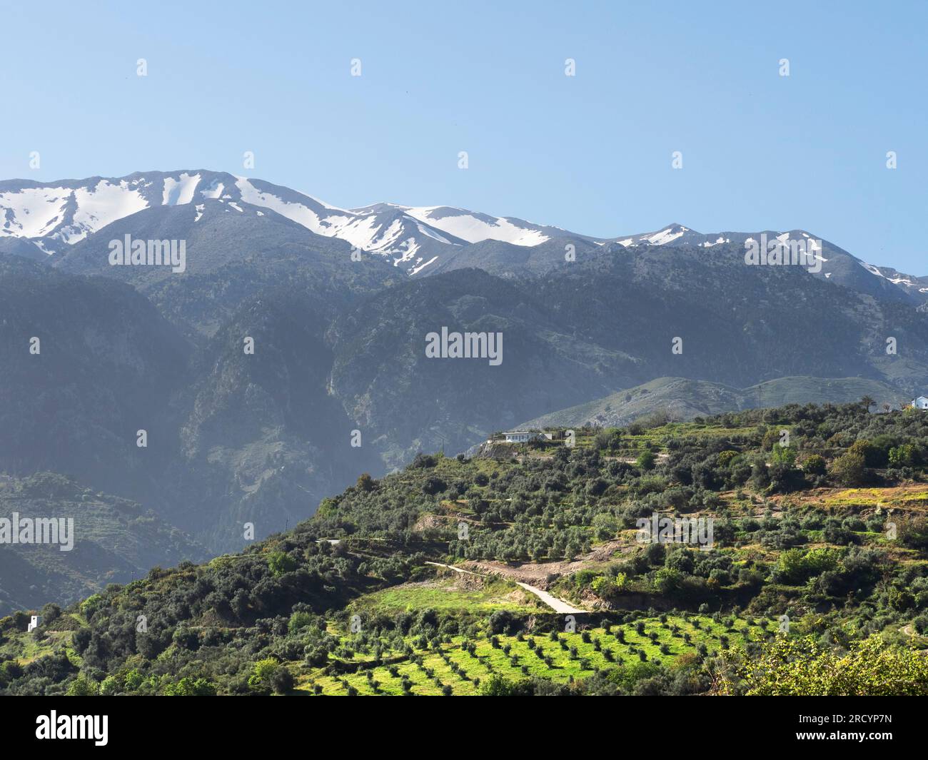 Landscape showing White Mountain Range near Chania, West Crete, through ...