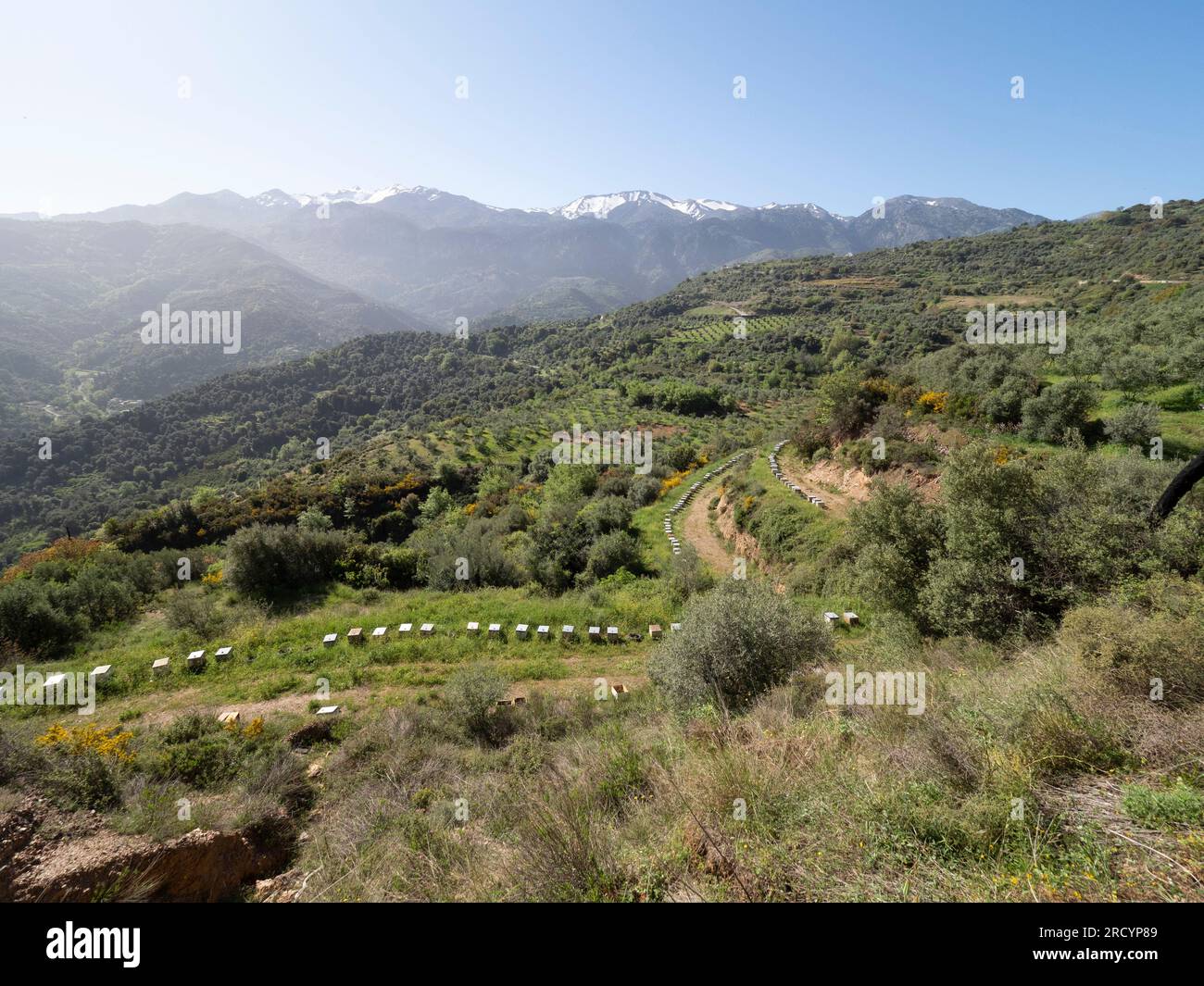 Landscape showing White Mountain Range near Chania, West Crete, through ...