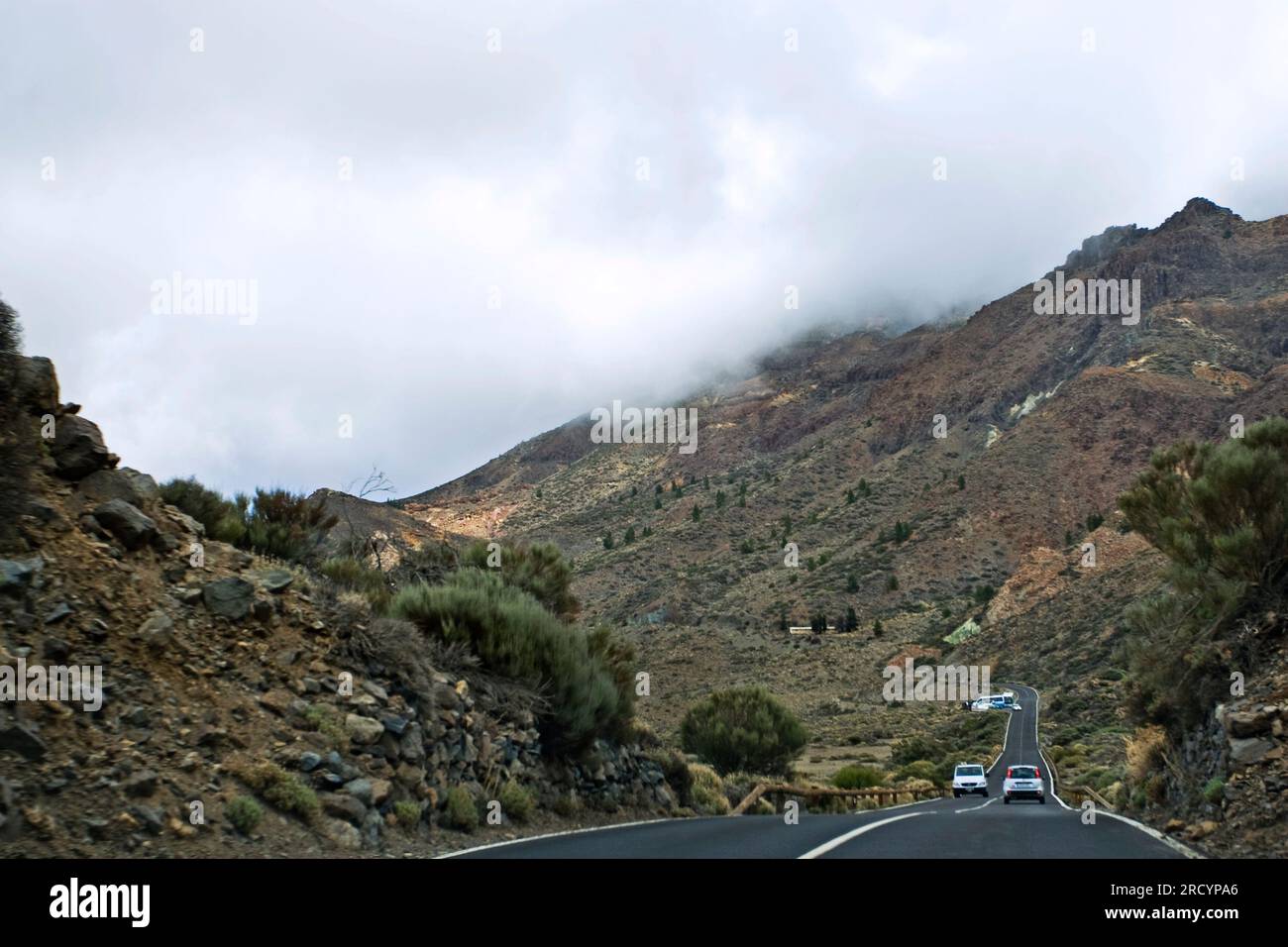 road between the gorges on the track to the Teide volcano in Tenerife ...