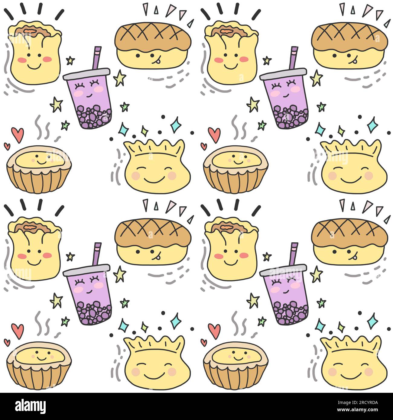 Cute Kawaii Asian Dumplings Food Illustration Chibi Character Of
