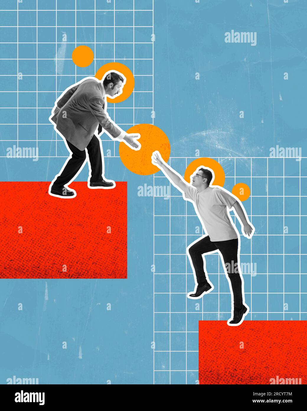 Helping hand. Businessman helping employee, trainee. Assistance at work ...