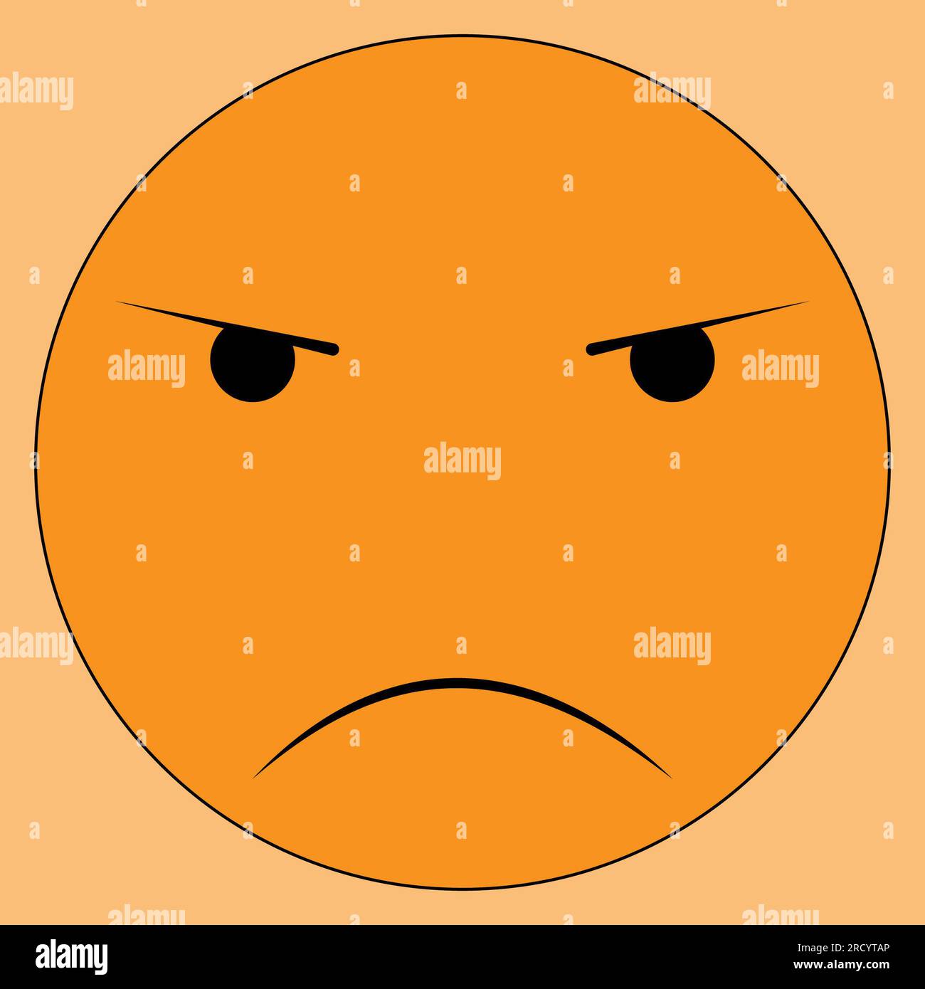 A simple angry face, orange and black circular face, pissed expression ...