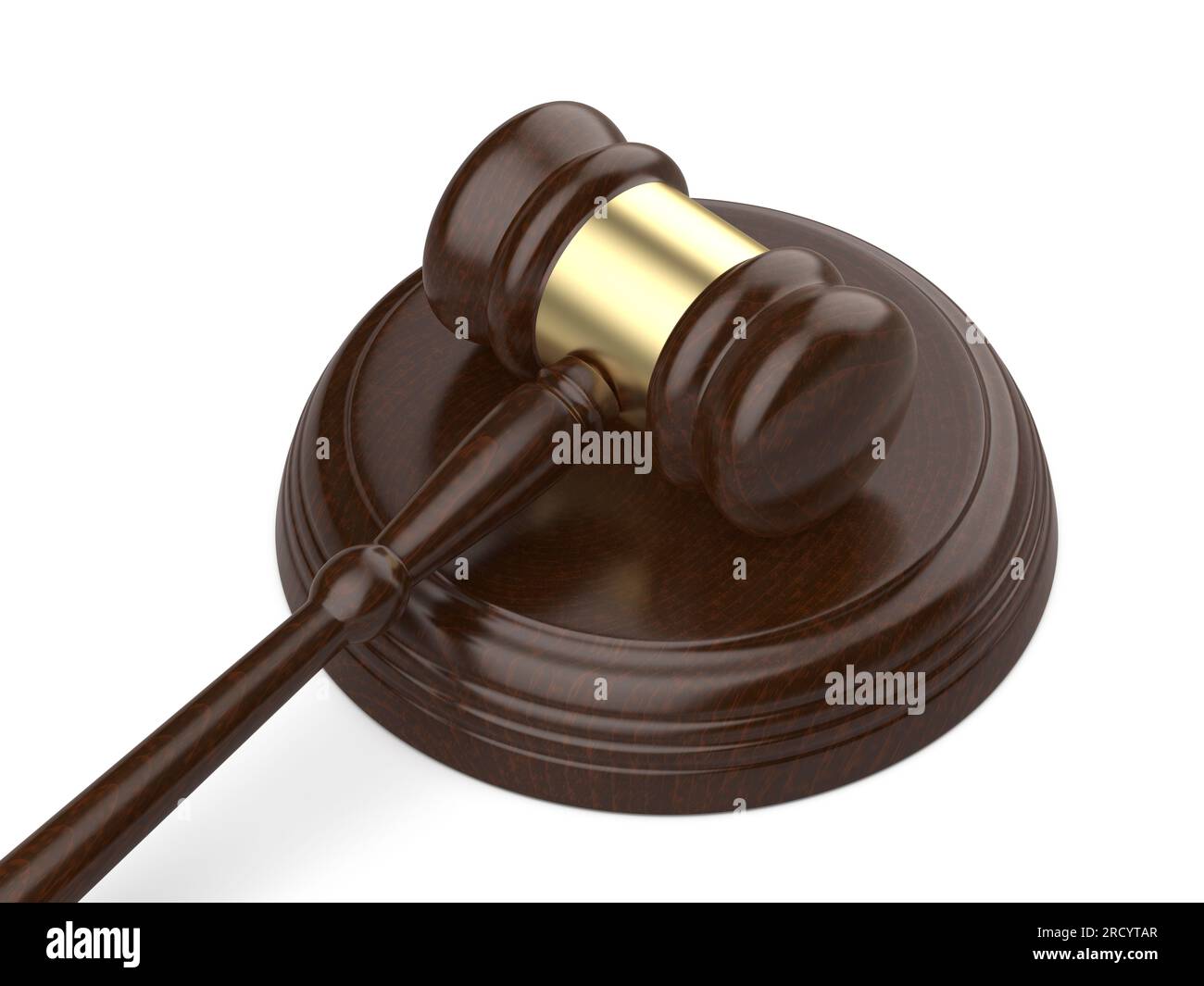 Close up view of wood gavel on white background Stock Photo - Alamy