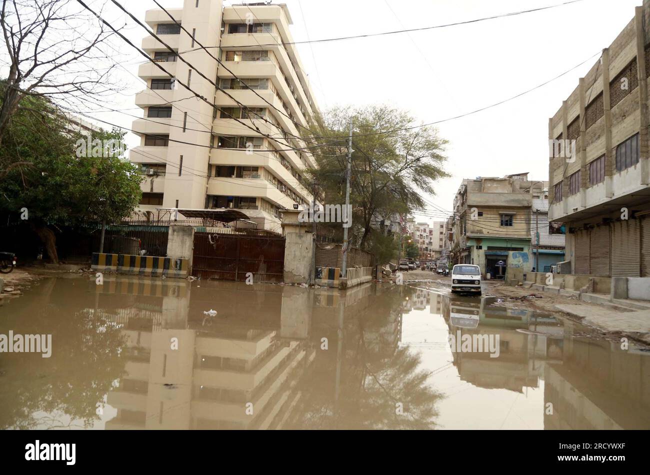 Inundated road by overflowing sewerage water due to poor sewerage ...