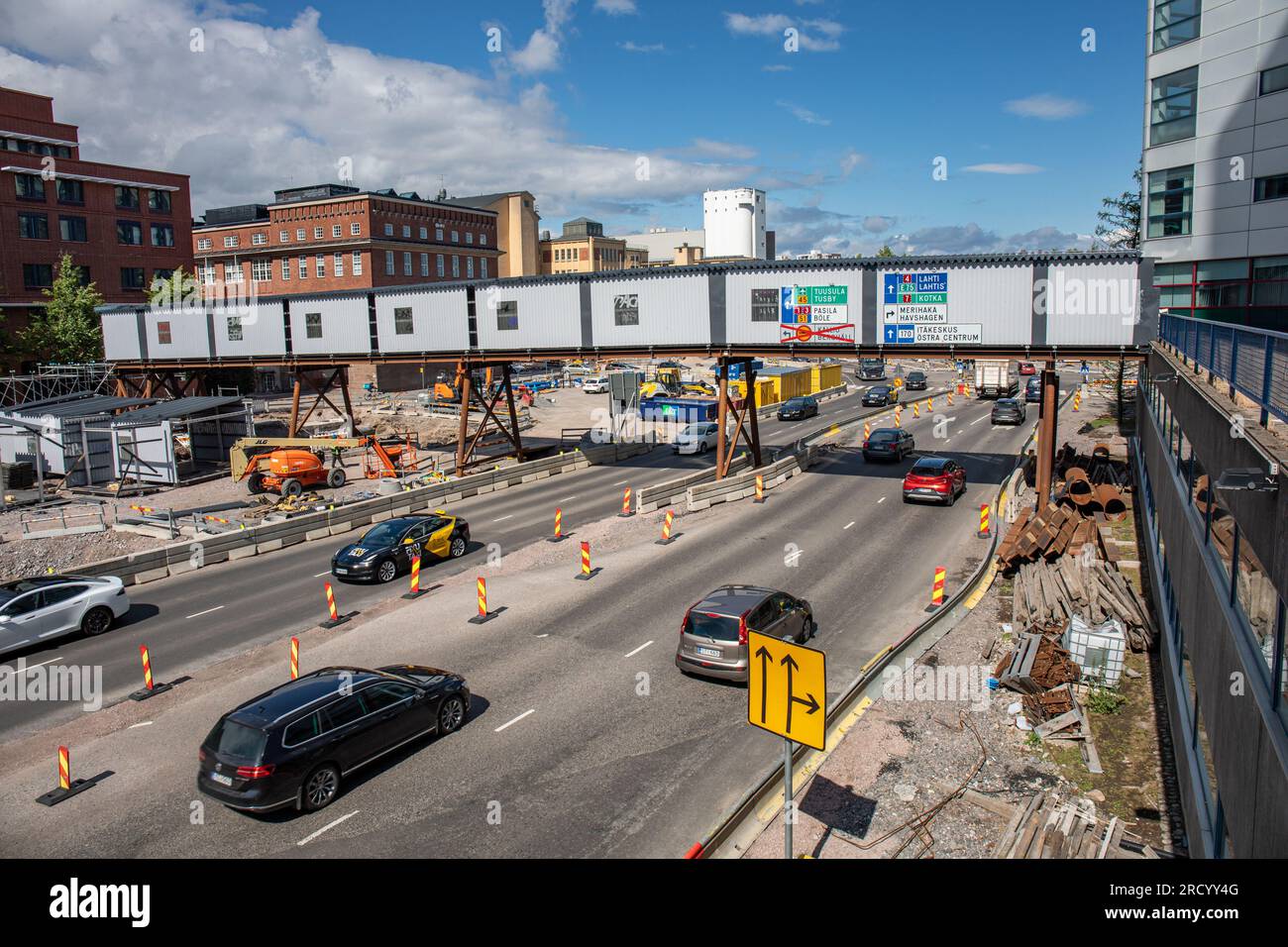 Temporary footbridge over Sörnäisten rantatie in Helsinki, Finland ...