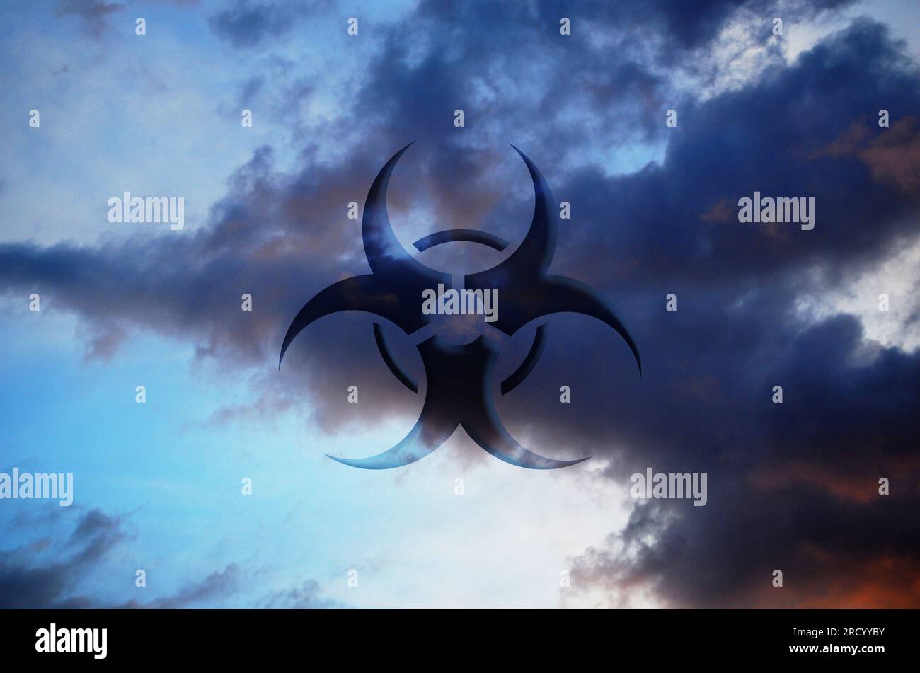 warning sign on sky background Stock Photo - Alamy