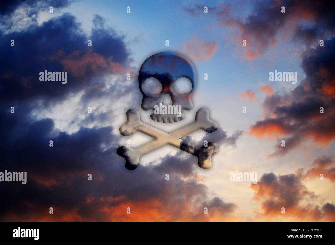 warning sign on sky background Stock Photo - Alamy