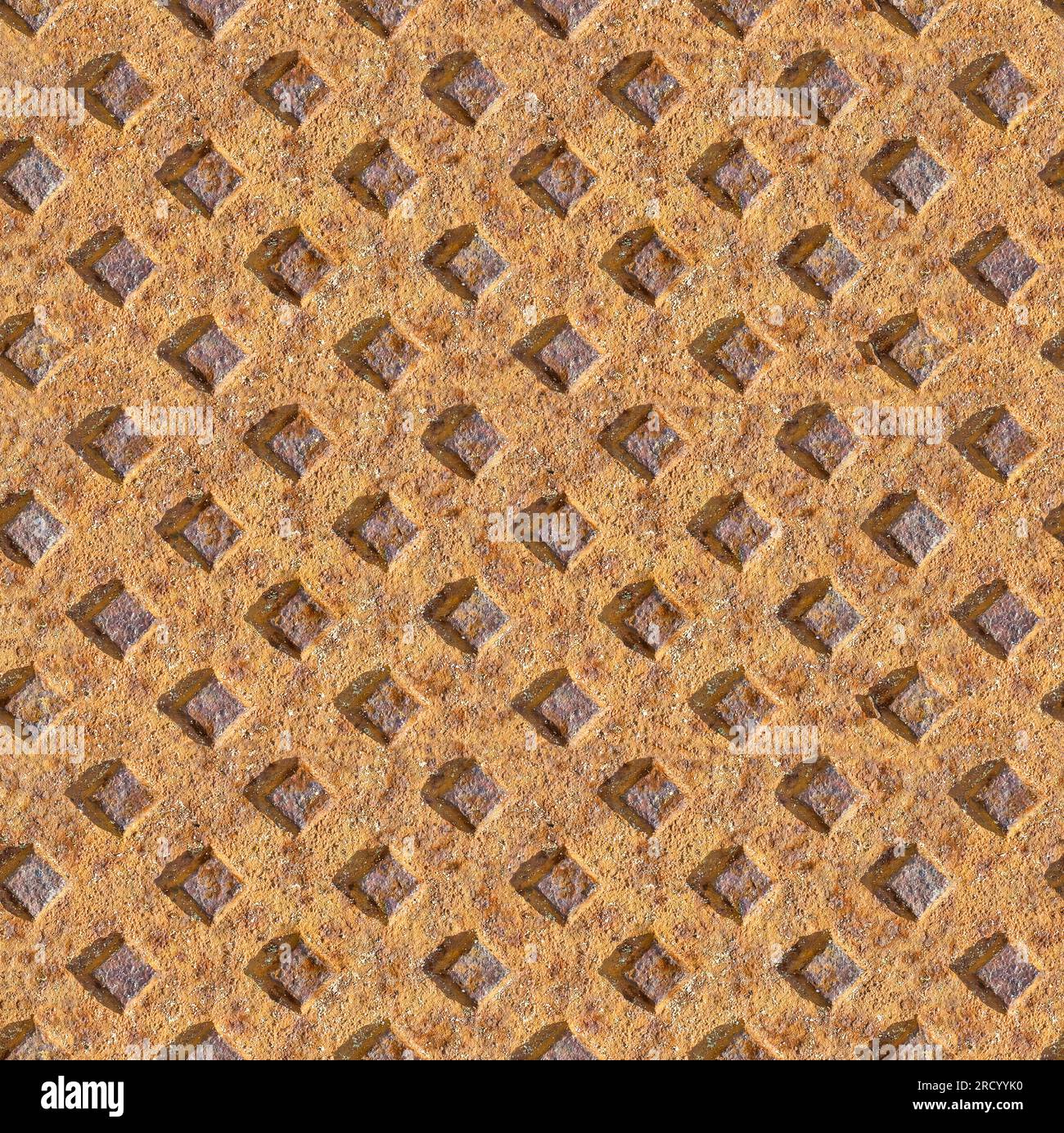 Detail of an heavy rusty iron cast manholes used in the construction ...