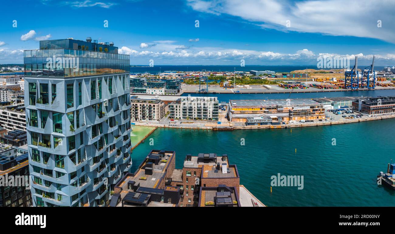 Aerial panorama of Indre Osterbro, Nordhavnen districts Stock Photo - Alamy