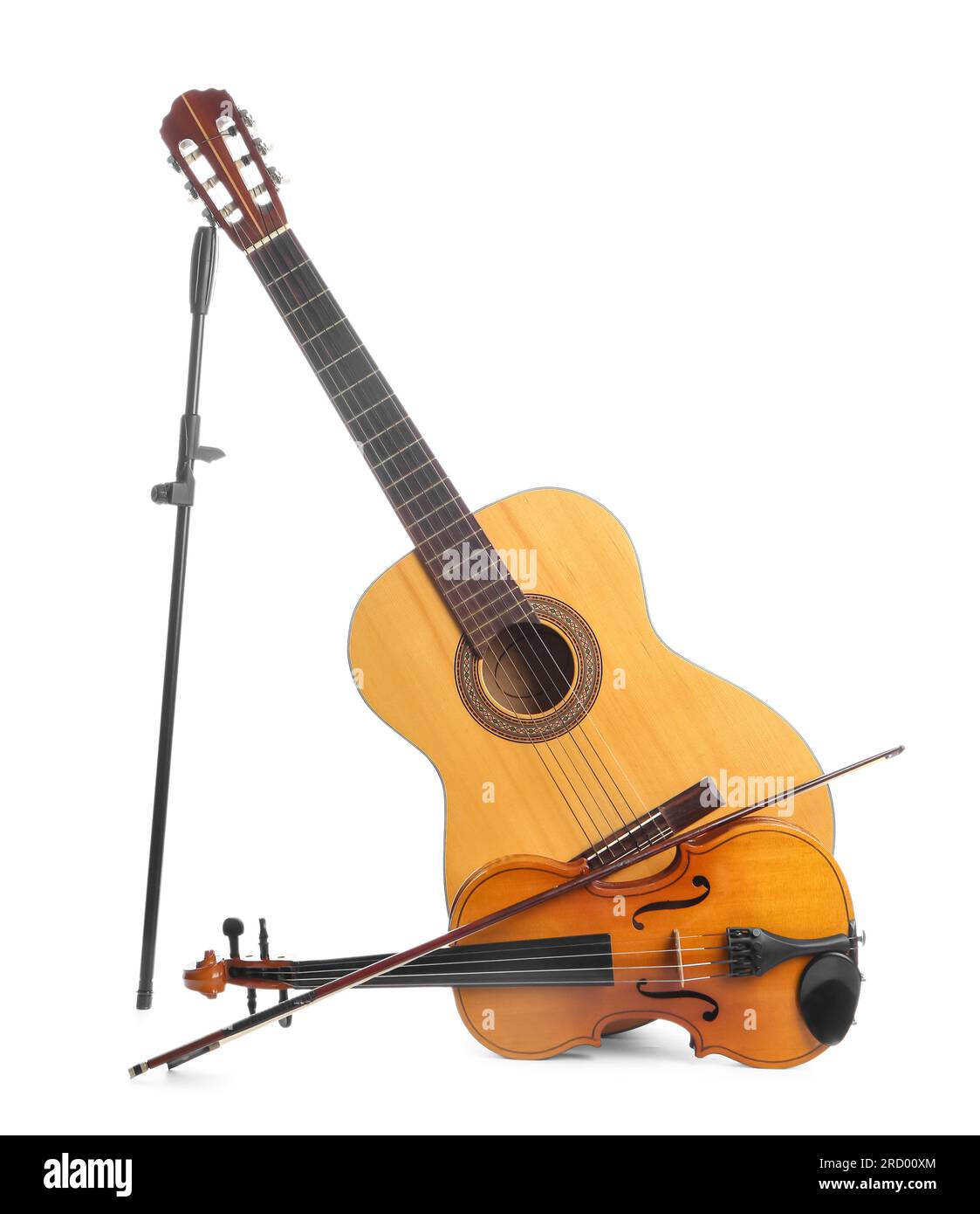 Guitar and violin on white background Stock Photo - Alamy