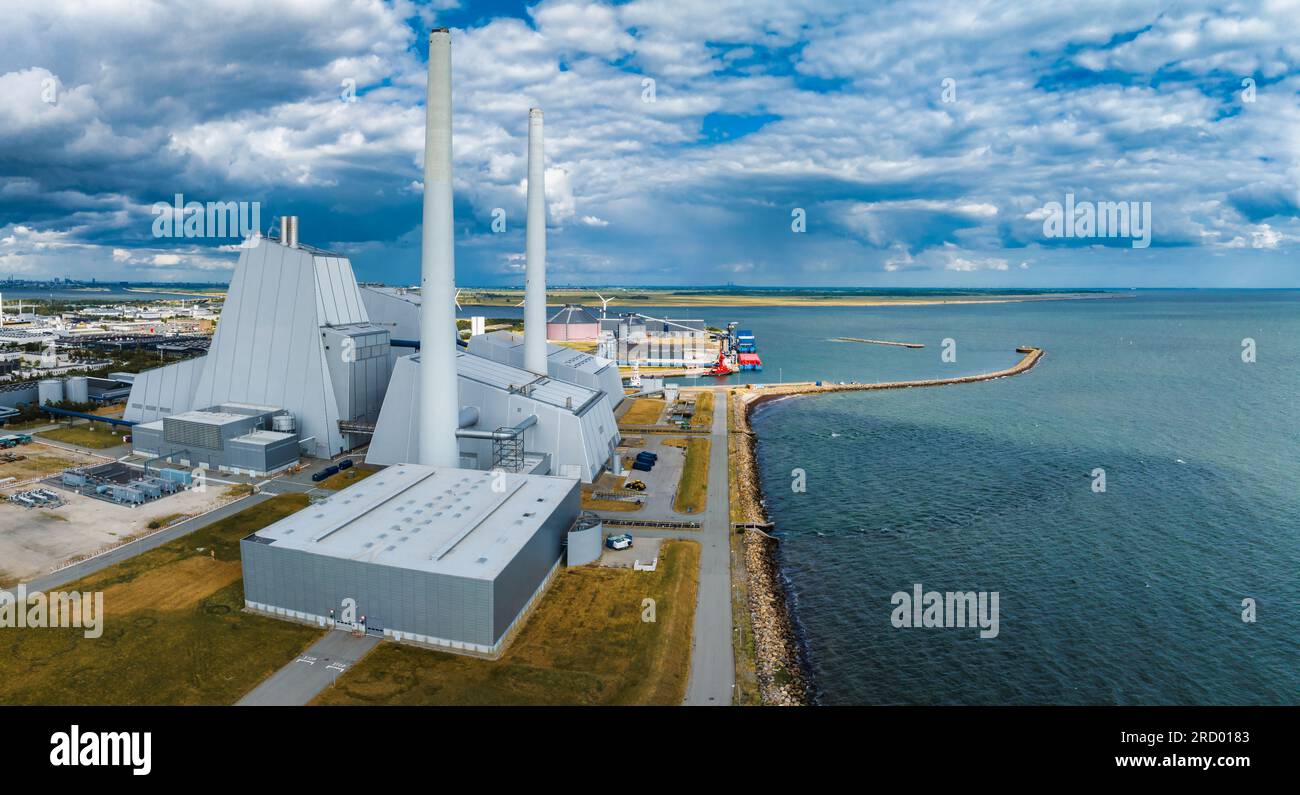 Aerial view of the Power station. ESG green energy in Copenhagen ...