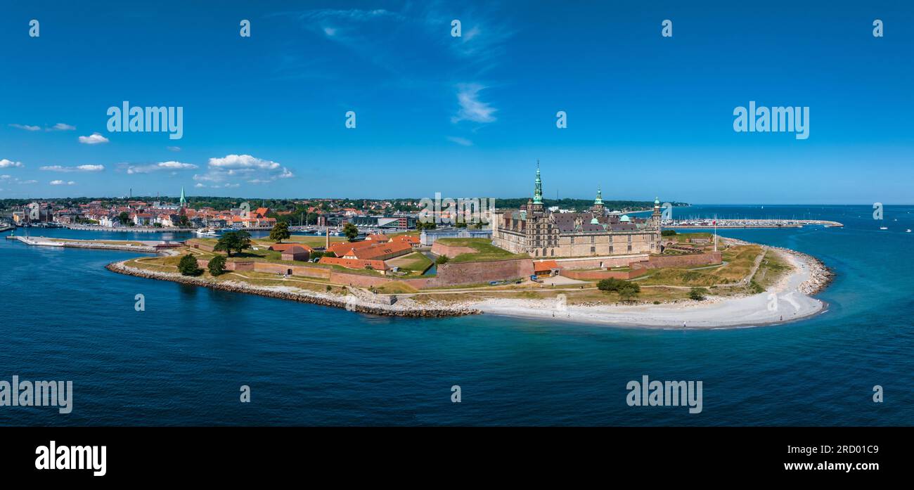 Aerial view of Kronborg castle with ramparts, ravelin guarding the ...