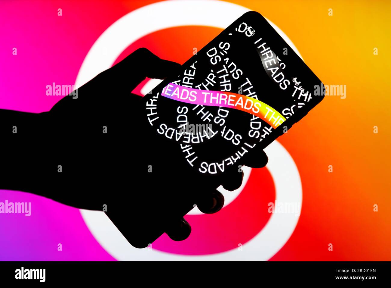 Ukraine, Odesa - July, 7 2023: Hand holding mobile with Threads app ...