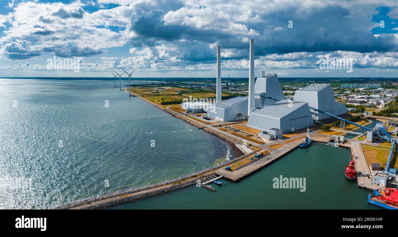 Aerial view of the Power station. ESG green energy in Copenhagen ...