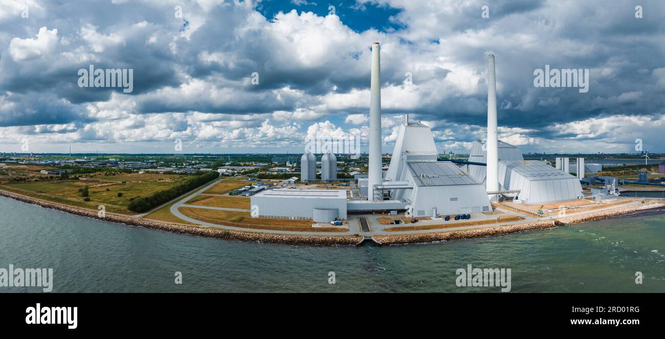 Aerial view of the Power station. ESG green energy in Copenhagen ...