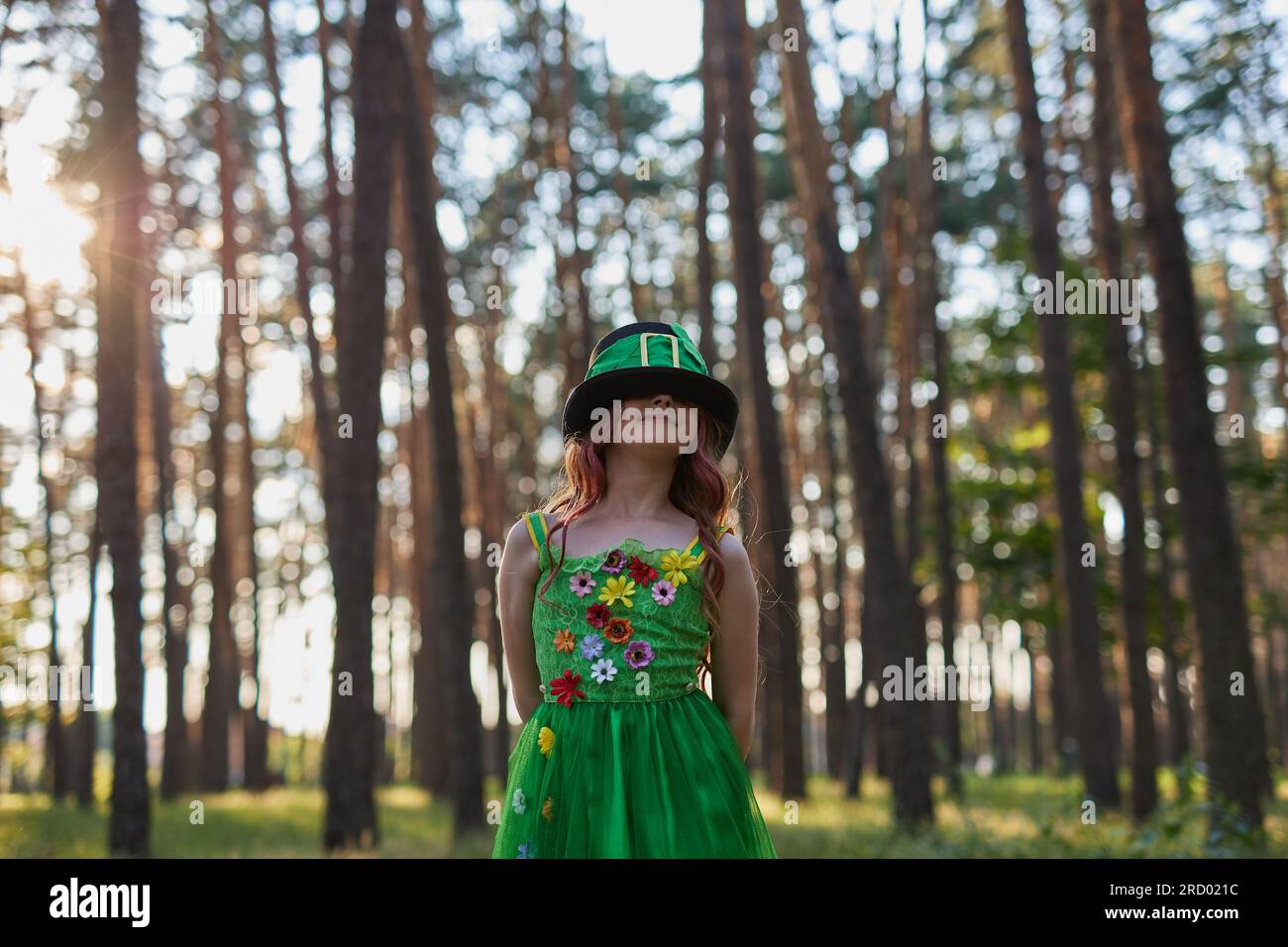 Cute little girl dressed as a pixie for Saint Patrick's Day. Portrait ...