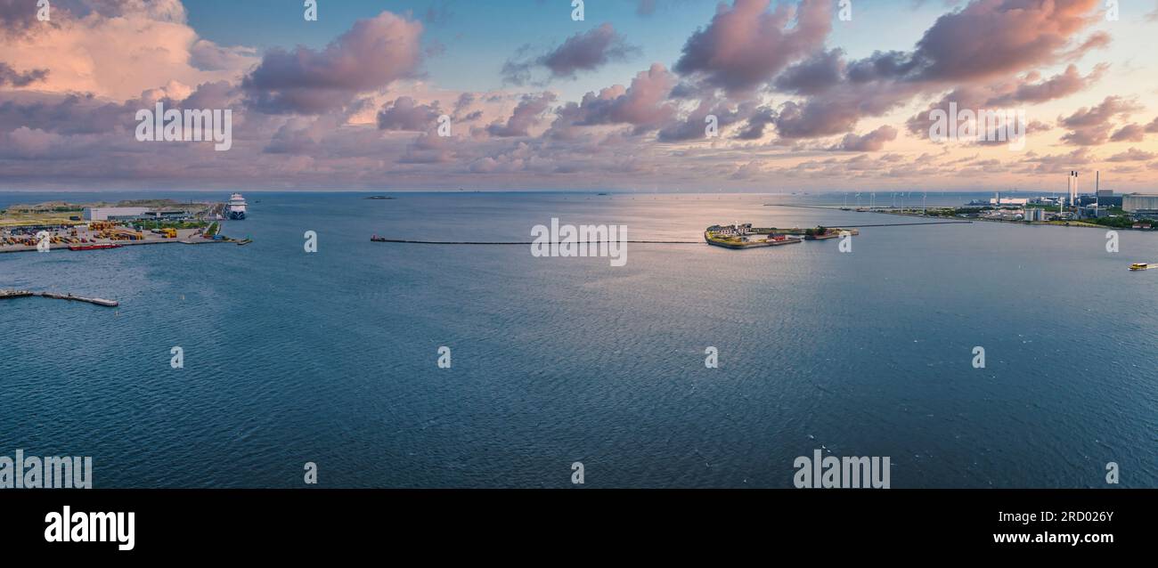 Aerial panorama of Indre Osterbro, Nordhavnen districts Stock Photo - Alamy