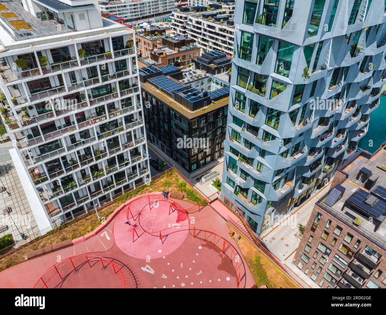 Aerial panorama of Indre Osterbro, Nordhavnen districts Stock Photo - Alamy
