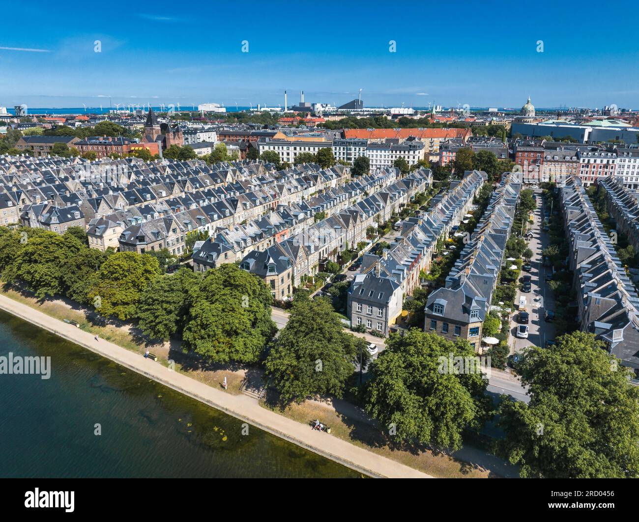 Aerial view of the rooftops of Kartoffelraekkerne neighborhood, in ...