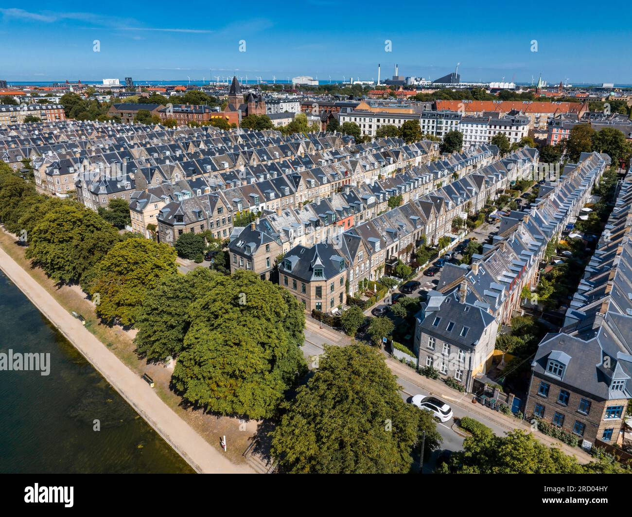 Aerial view of the rooftops of Kartoffelraekkerne neighborhood, in ...