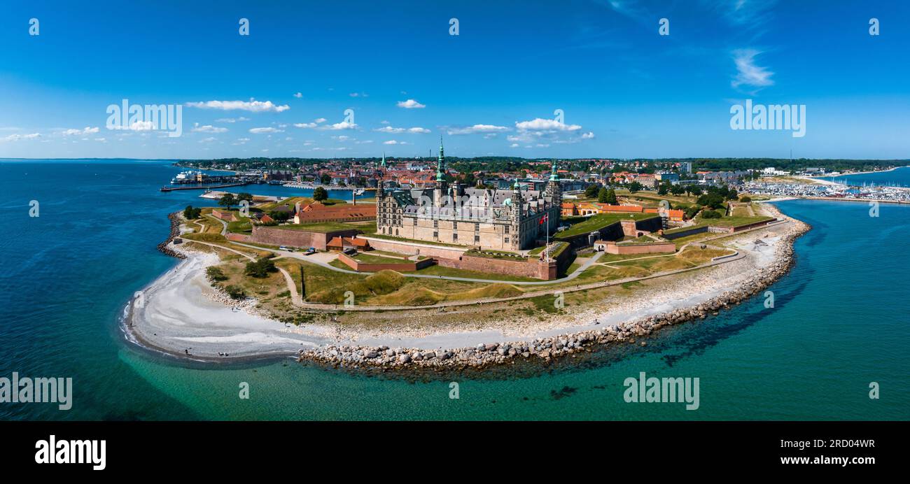 Aerial view of Kronborg castle with ramparts, ravelin guarding the ...