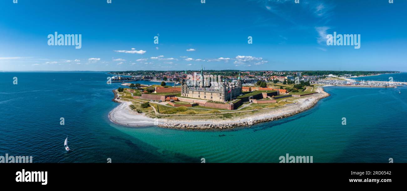 Aerial view of Kronborg castle with ramparts, ravelin guarding the ...