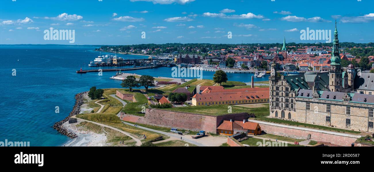 Aerial view of Kronborg castle with ramparts, ravelin guarding the ...