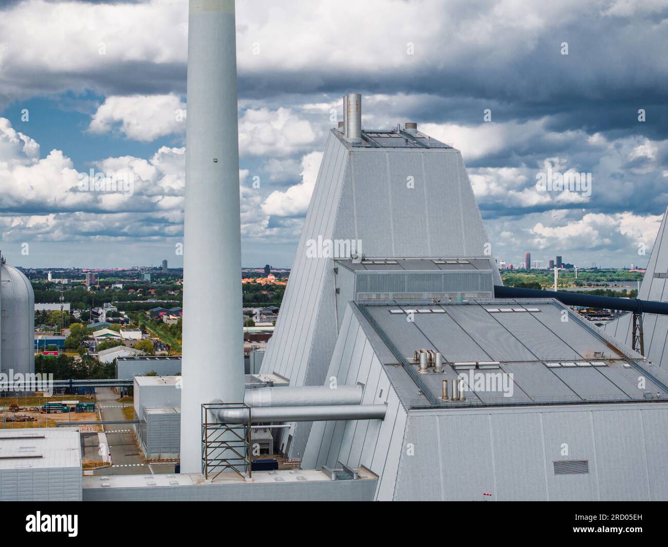 Aerial view of the Power station. ESG green energy in Copenhagen ...