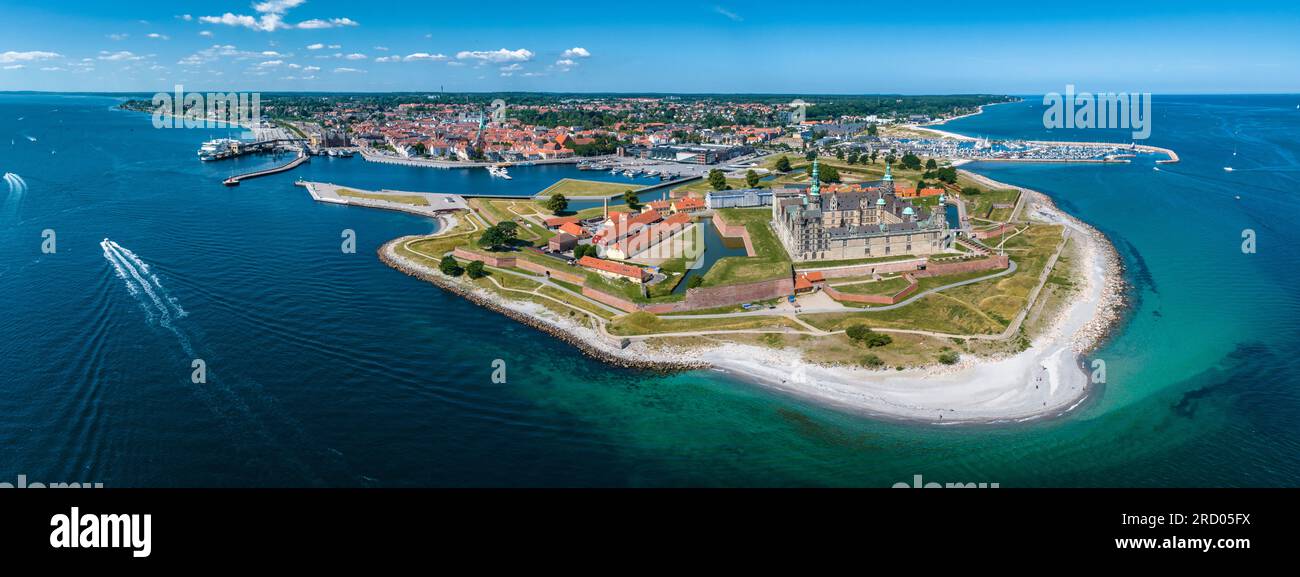 Aerial view of Kronborg castle with ramparts, ravelin guarding the ...
