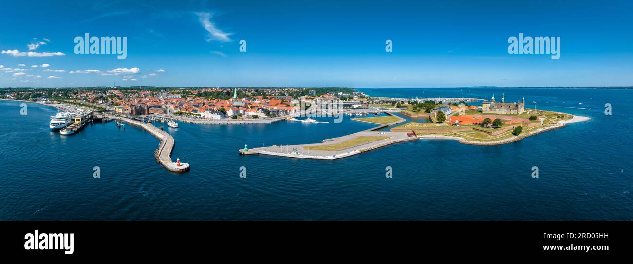 Aerial view of Kronborg castle with ramparts, ravelin guarding the ...