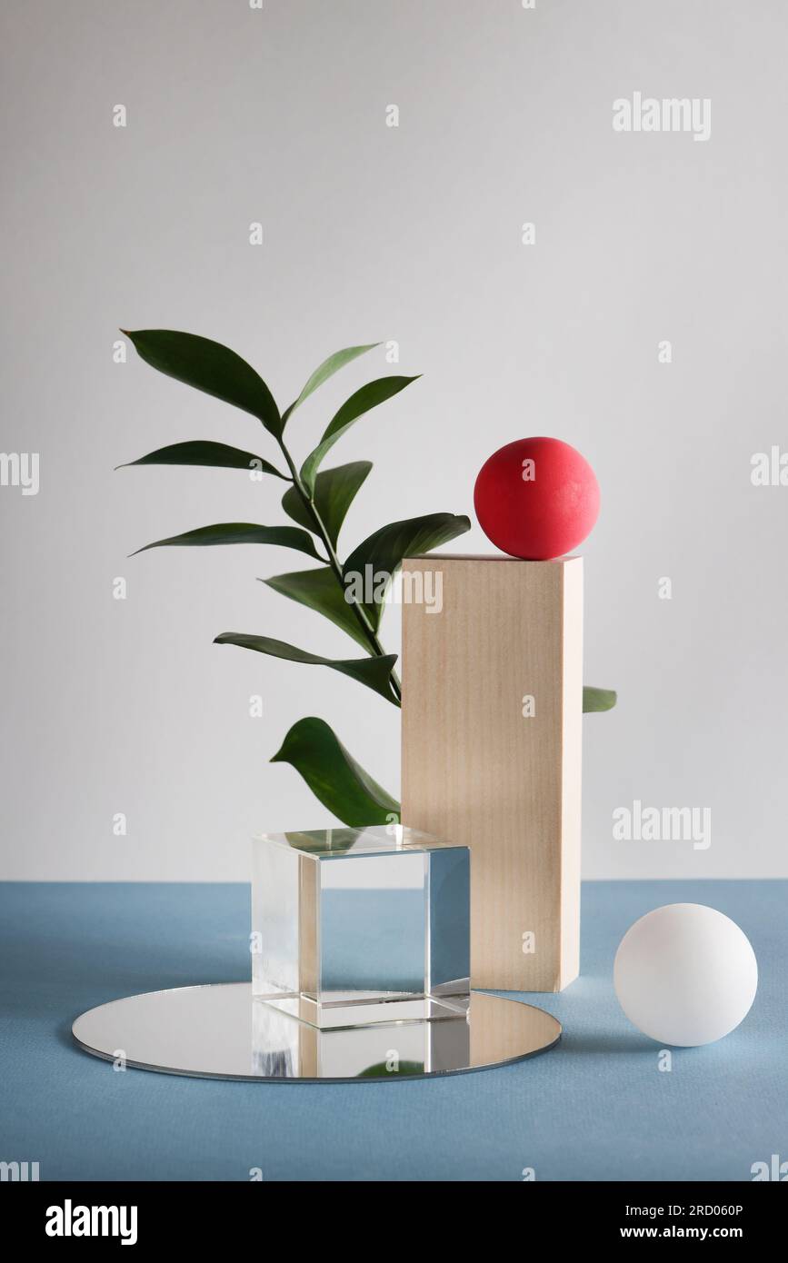 dimensional compositions of geometric shapes concept. transparent cube ...