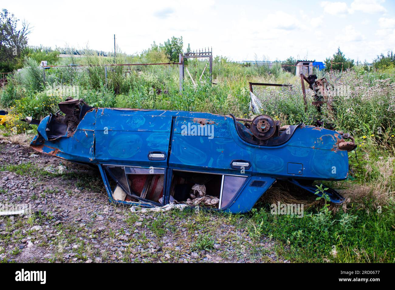 Civilian vehicle destroyed by the Russian army during the invasion of ...