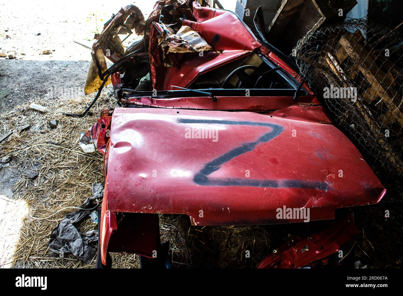 Civilian vehicle destroyed by the Russian army during the invasion of ...